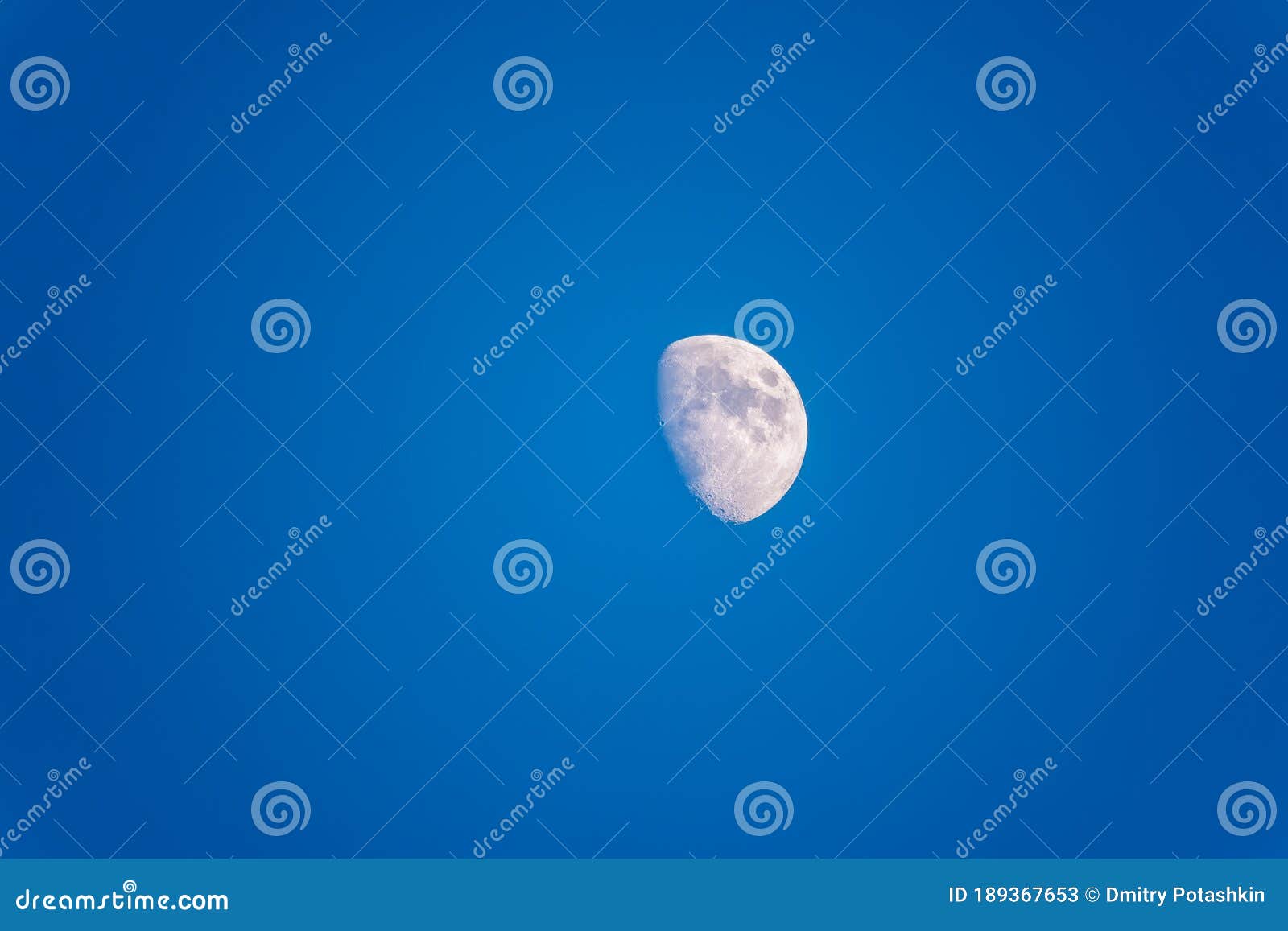 Beautiful Half Moon on the Blue Clear Sky Stock Image - Image of ...