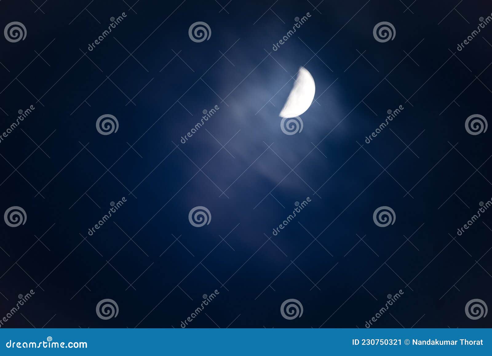 Beautiful Half Moon and Cloudyky Stock Image - Image of uniquie ...