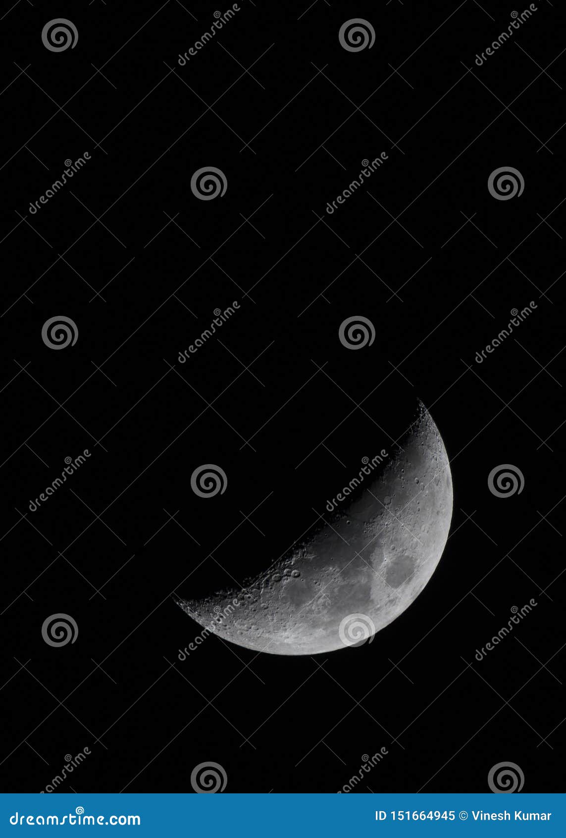 Half Moon Showing Craters in Night Sky Stock Image - Image of moon ...