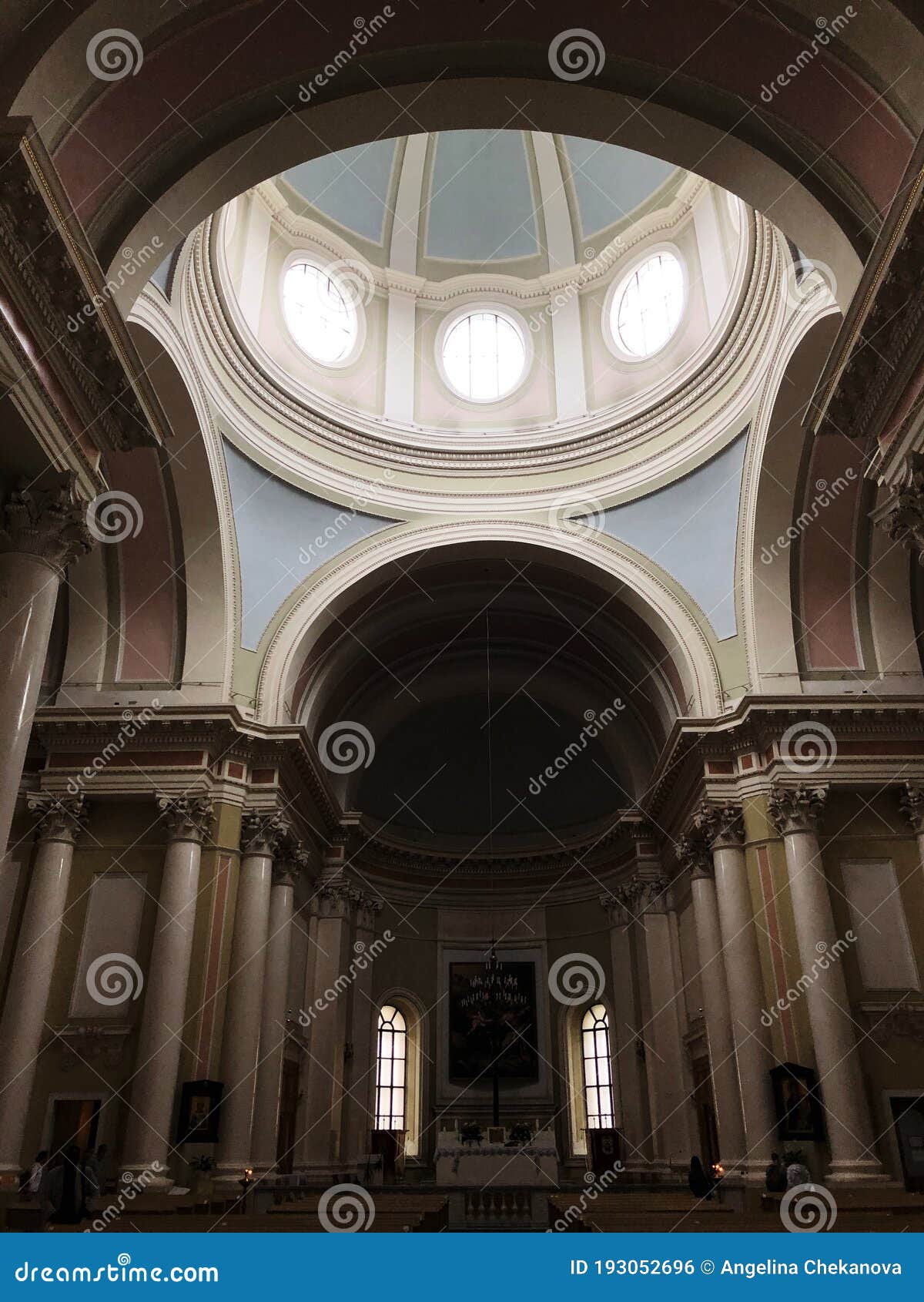 Beautiful Hall and Ceiling of the Catholic Church Stock Photo - Image ...