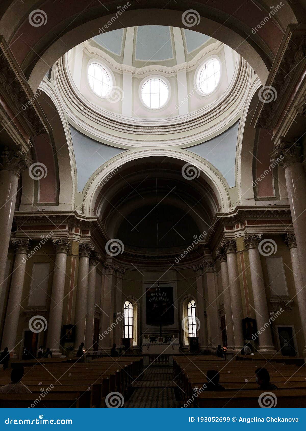 Beautiful Hall and Ceiling of the Catholic Church Stock Image - Image ...