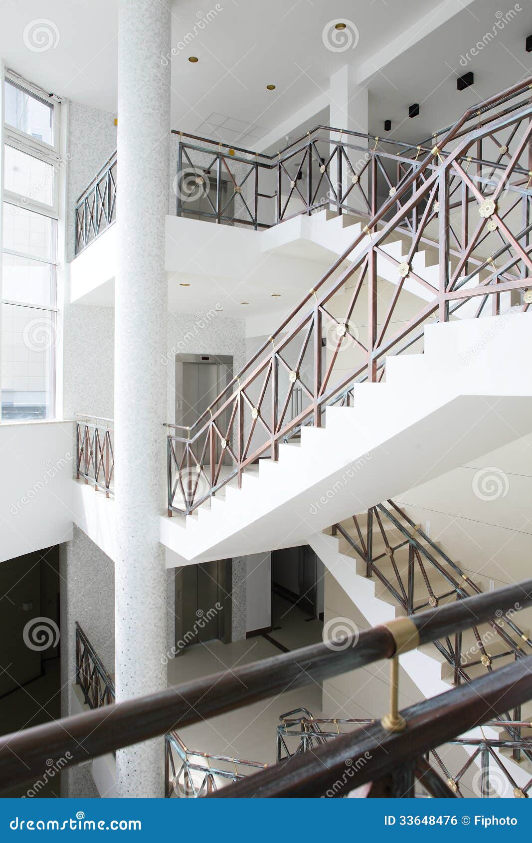 Beautiful hall with stair stock photo. Image of light - 33648476