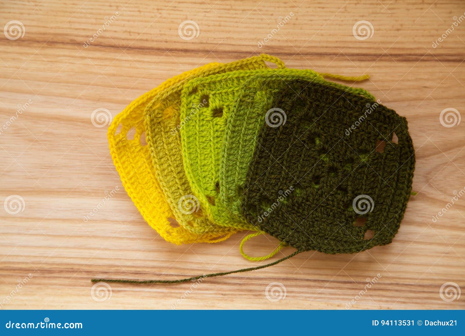 A Beautiful Hand Crocheted Pattern Pieces of Vibrant Color Gradient in ...