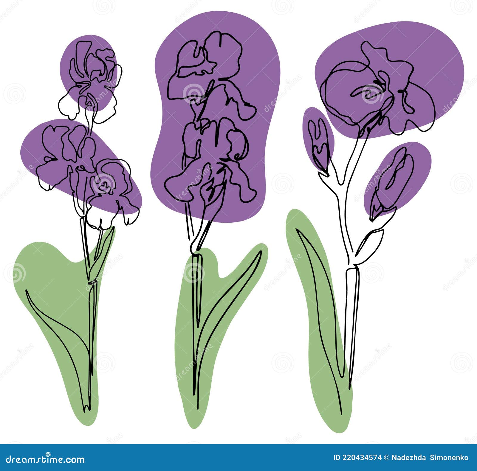 Beautiful Hand Drawn Line Art Monoline Flowers Stock Vector ...