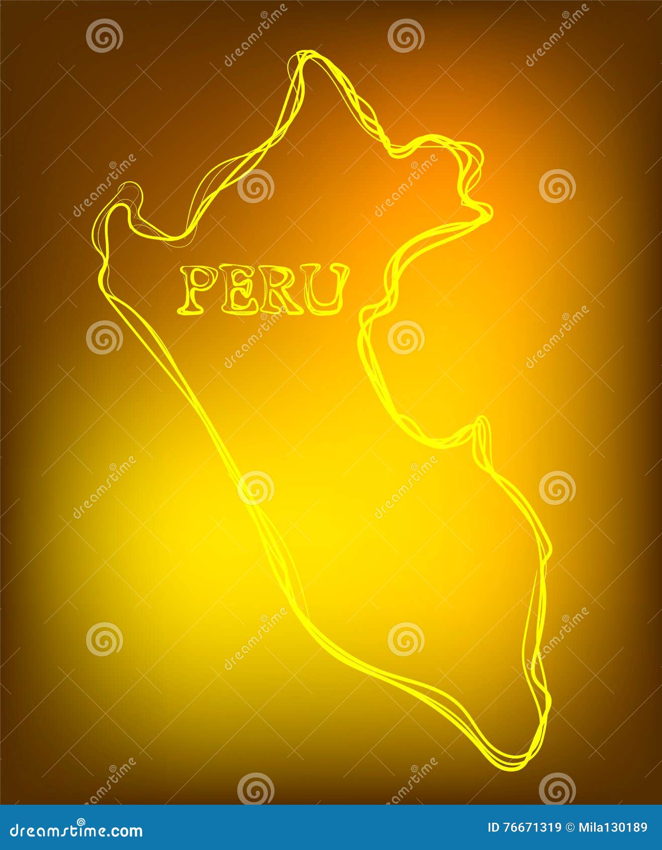 Beautiful Hand Drawn Outline Map of Peru, Vector Illustration Stock ...