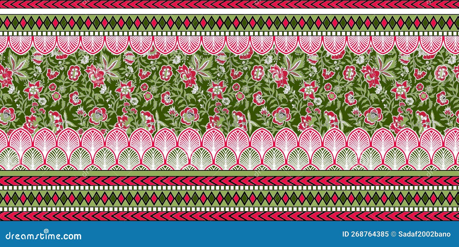 Beautiful Hand Drawn Textile Colour Full Borders Drawing Stock ...