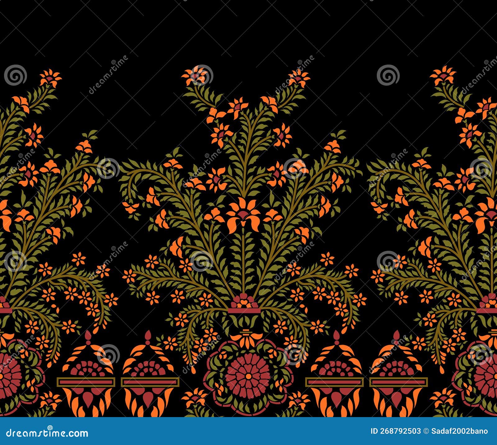 Beautiful Hand Drawn Textile Colour Full Borders Drawing Stock ...