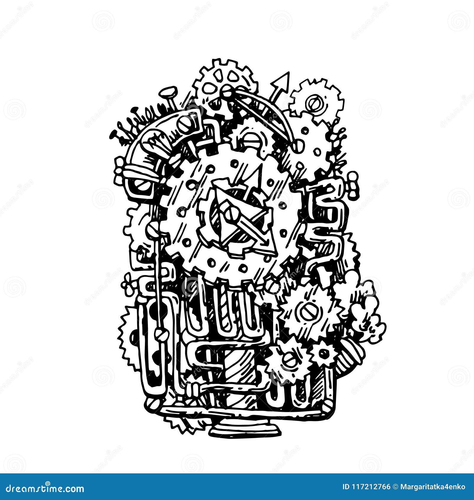 Beautiful Hand Drawn Vector Graphic Illustration Mechanical Element ...