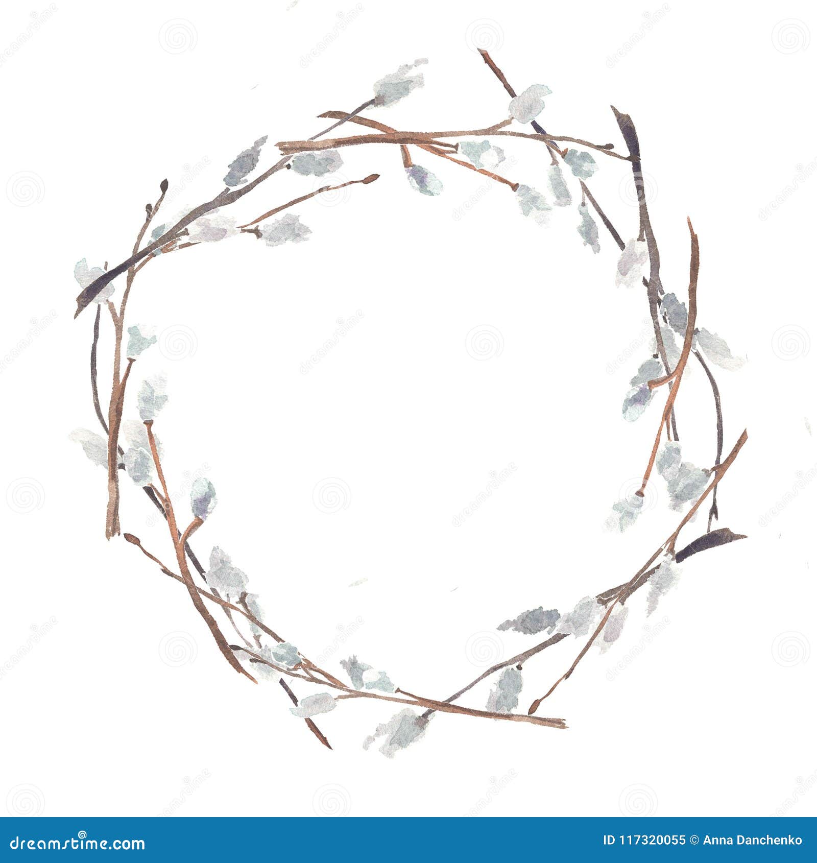 Watercolor Willow Tree Frame Stock Illustration - Illustration of tree ...