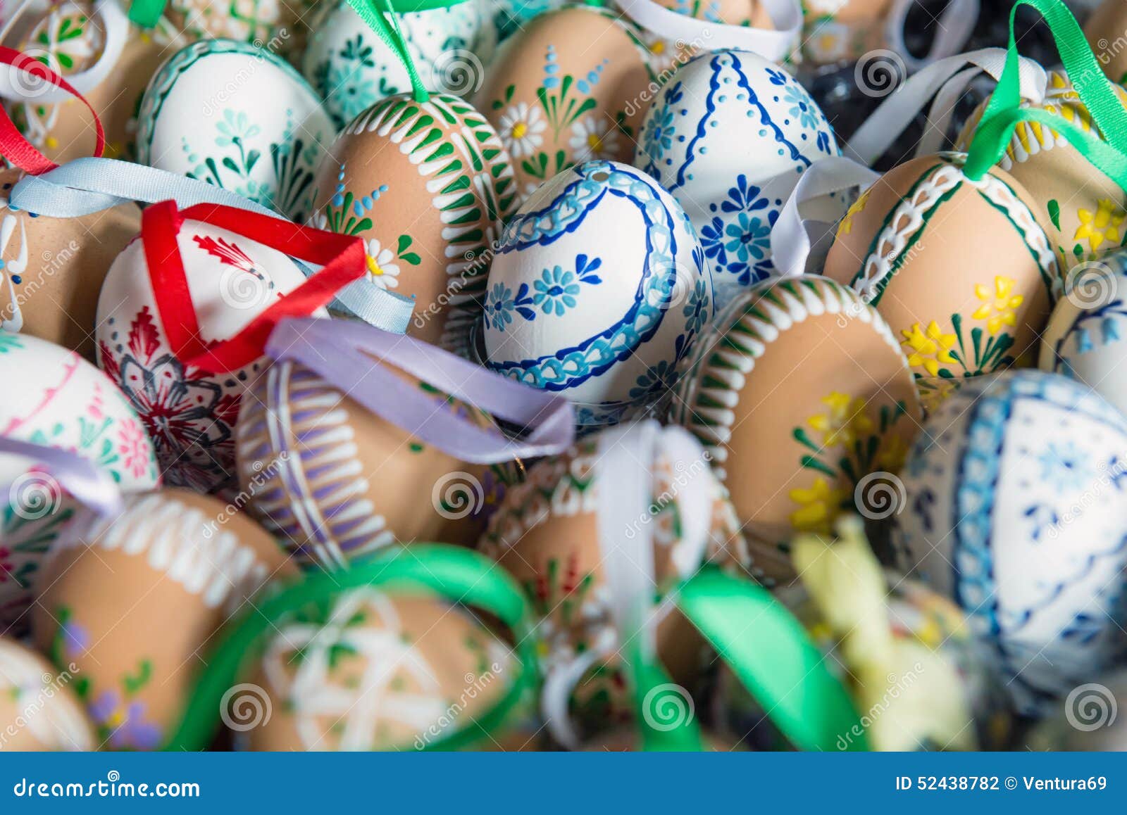 Beautiful Hand Painted Easter Eggs Stock Photo - Image of blue, april ...