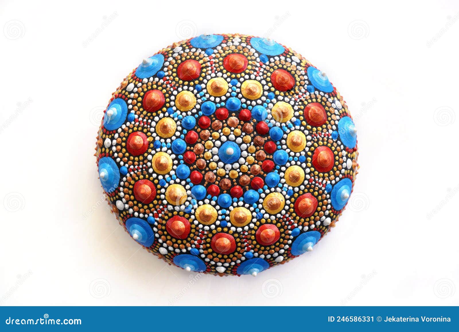 Beautiful Hand Painted Mandala Rock Stock Image - Image of meditation ...