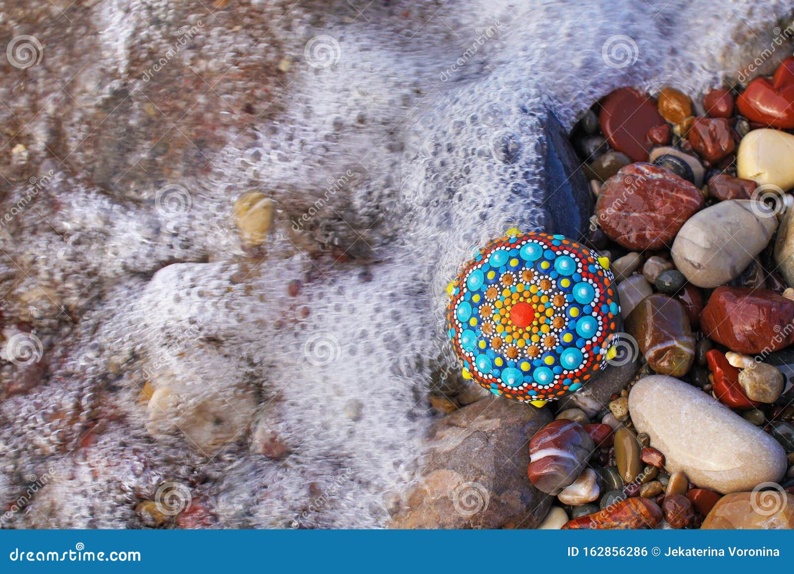 Beautiful Hand Painted Mandala Rock Stock Photo - Image of geometric ...