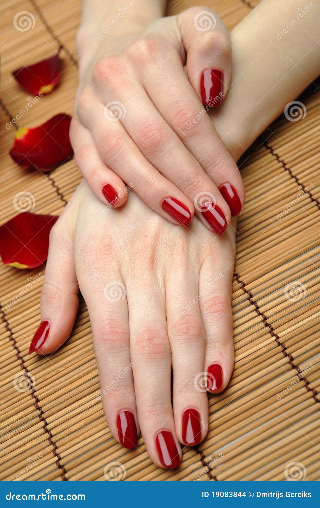 Beautiful Hand with Perfect Nail Red Manicure Stock Photo - Image of ...