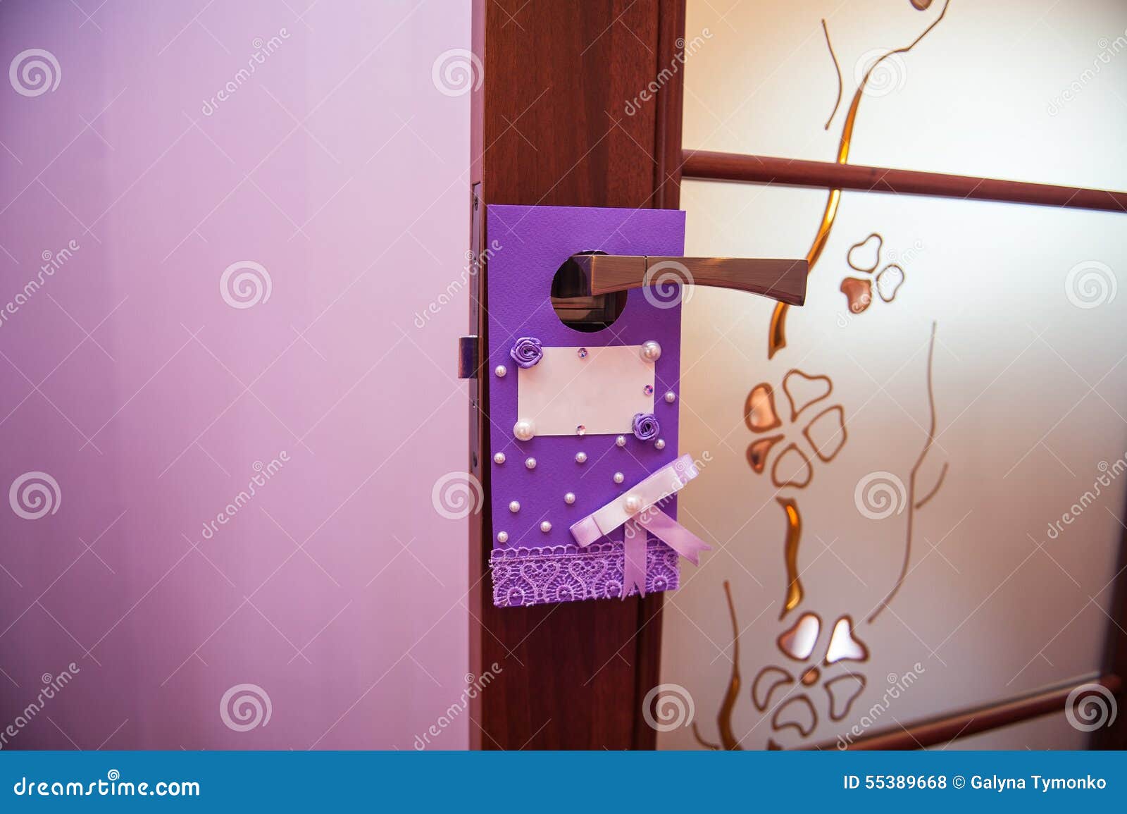Beautiful Handmade Card on the Door Handle Stock Photo - Image of ...