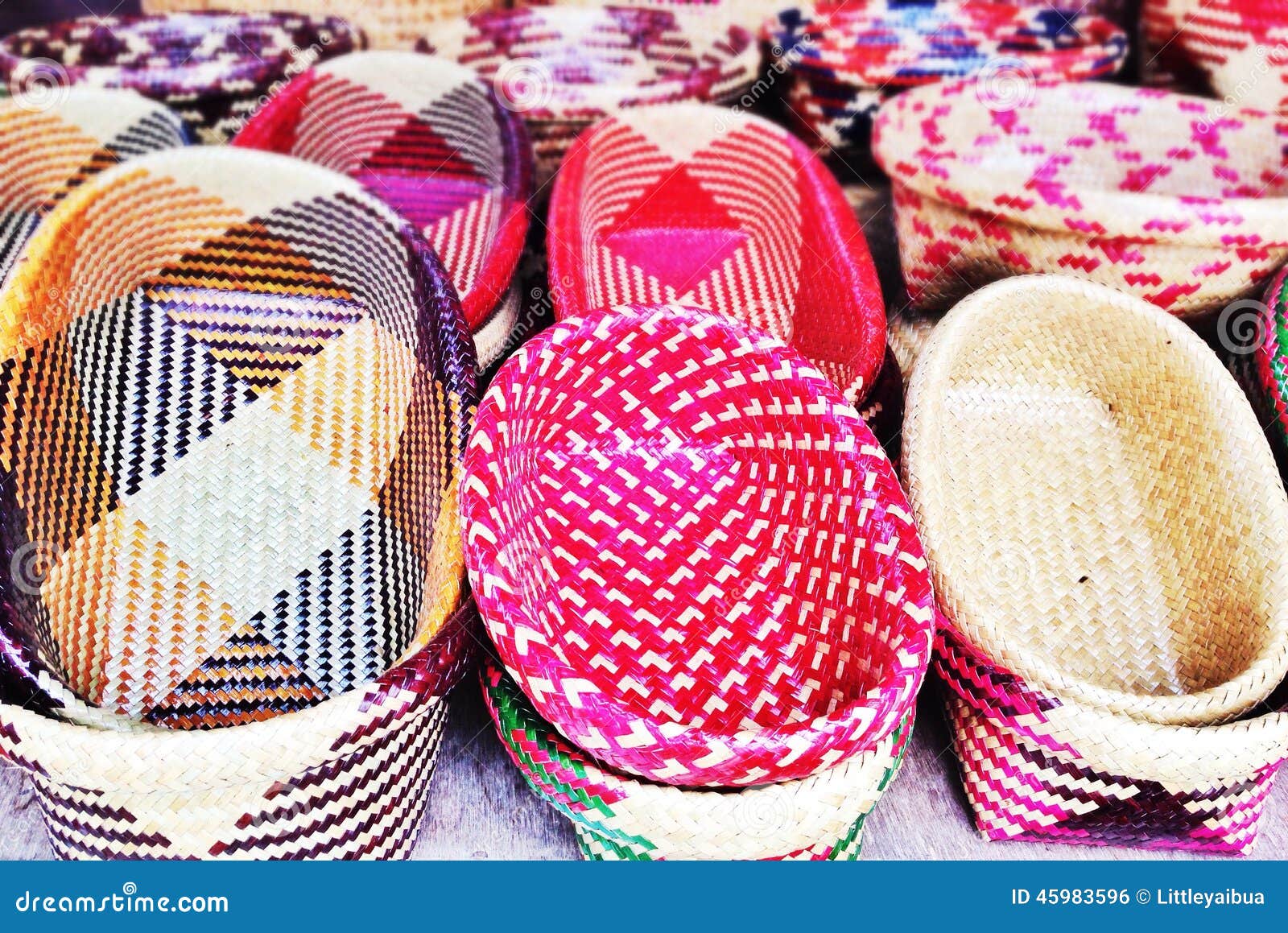 Beautiful Handmade Traditional Thai Style Basketwork. Stock Photo ...