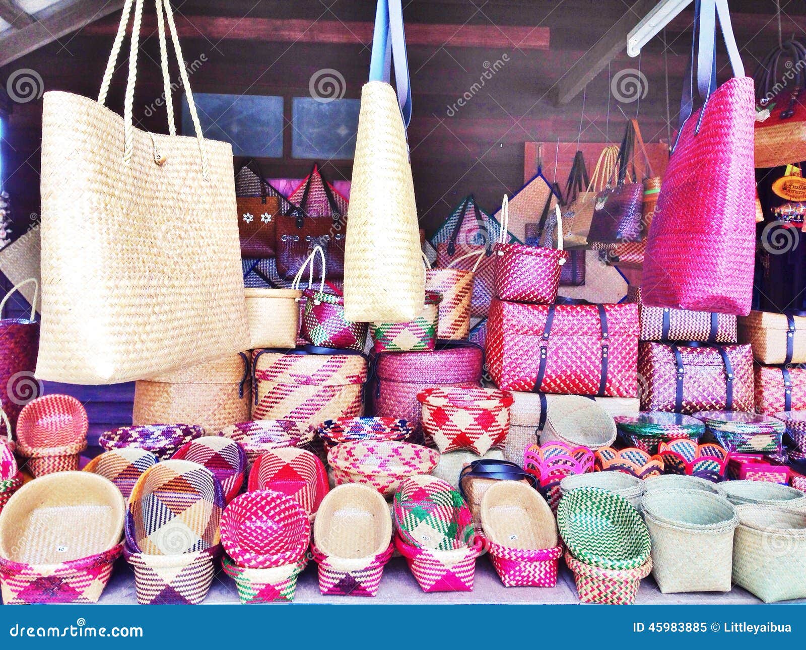 Beautiful Handmade Traditional Thai Style Basketwork. Stock Image ...