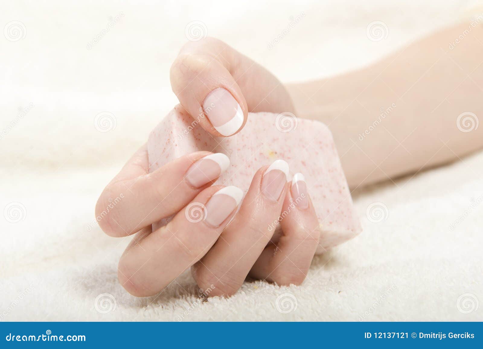 Beautiful Hands with Perfect French Manicure Stock Image - Image of ...