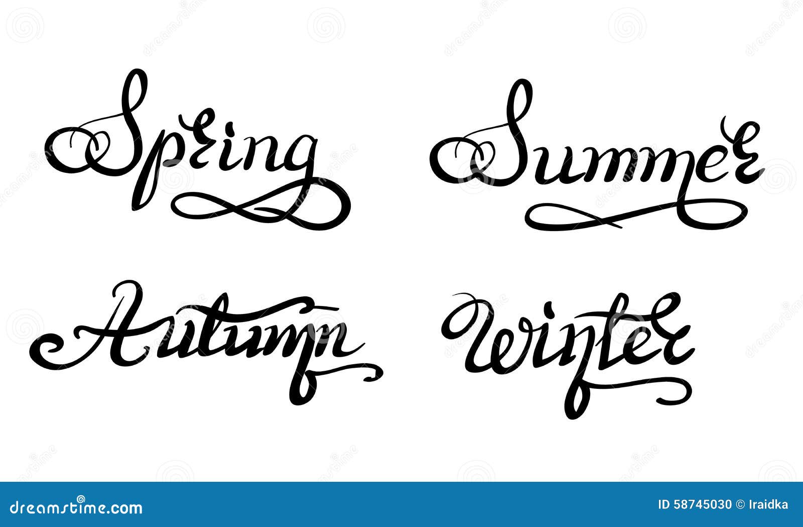 Beautiful Handwriting Calligraphic Title Seasons Stock Vector - Image ...