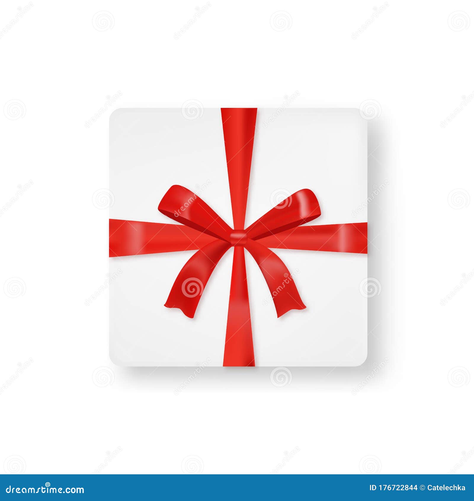Beautiful Hanging Red Bow Isolated on White Grey Background. Vector ...