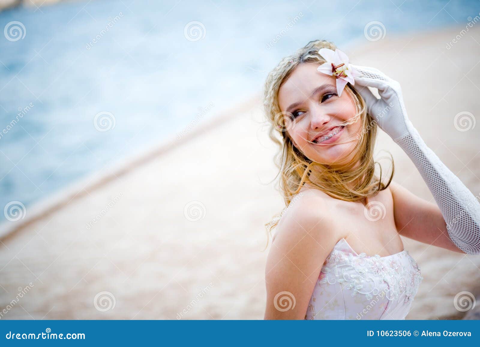 Beautiful happy bride stock photo. Image of people, glove - 10623506