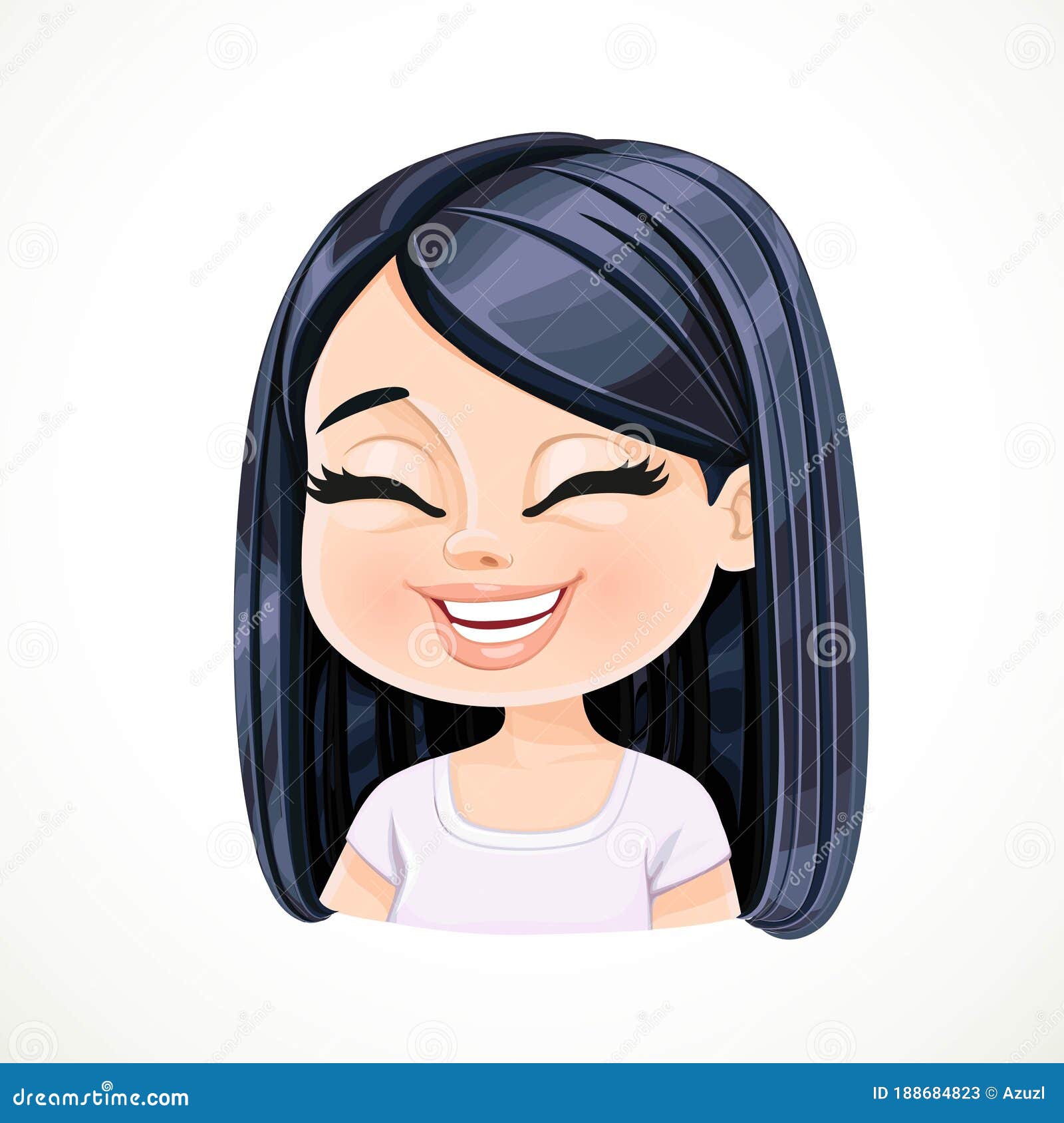 Beautiful Happy Cartoon Brunette Girl Portrait Stock Vector ... Beautiful Happy Cartoon Brunette Girl Portrait Stock Vector ...