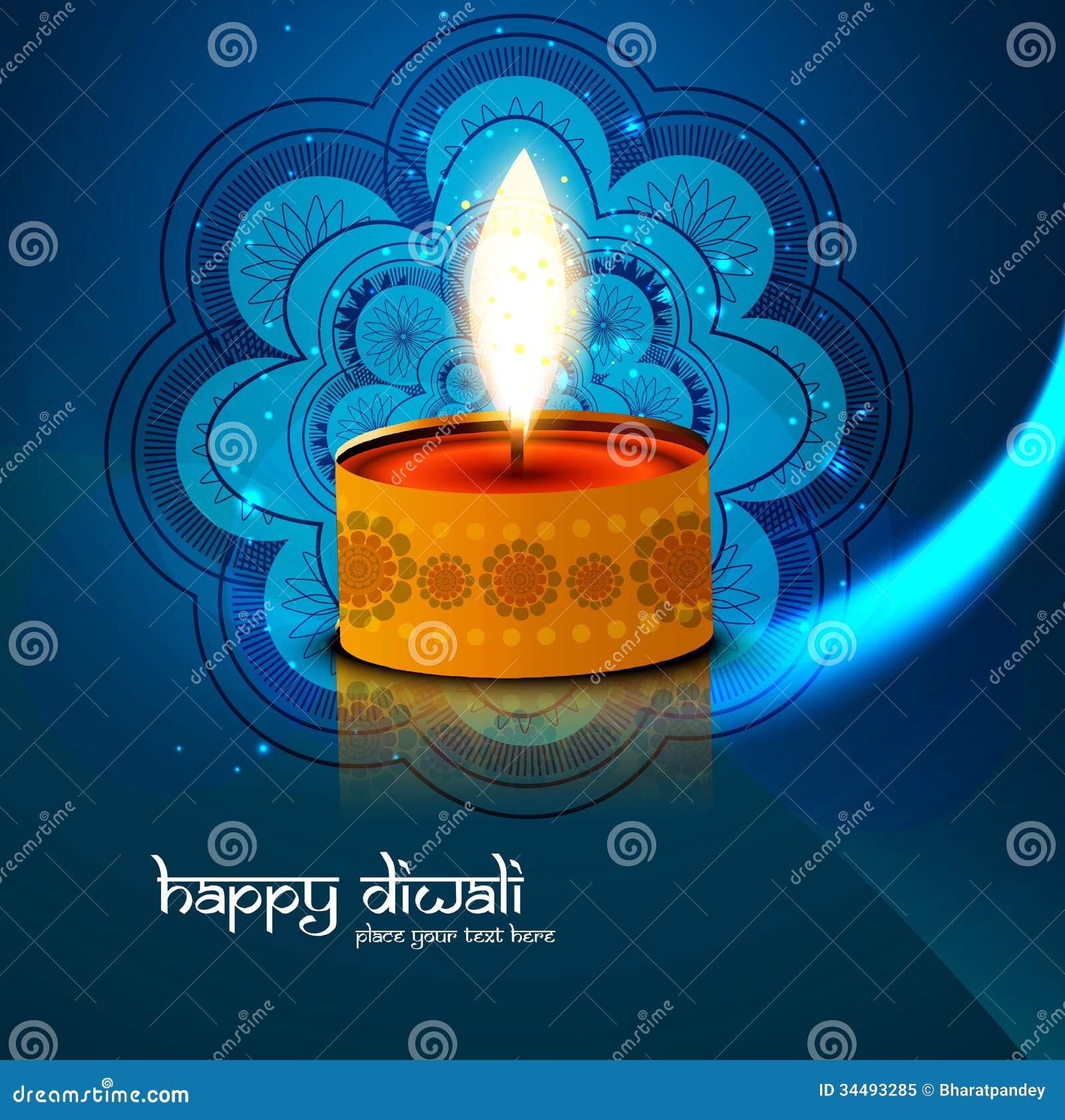 Beautiful Happy Diwali Blue Colorful Stock Illustration - Illustration ...