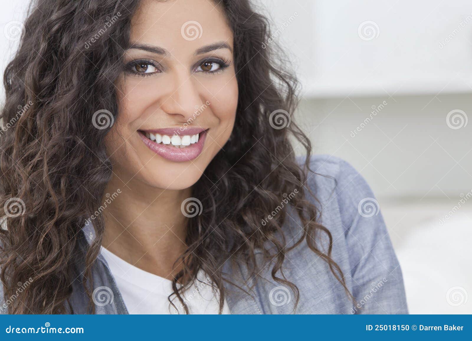 Beautiful Happy Hispanic Woman Smiling Stock Photo - Image of girl ...