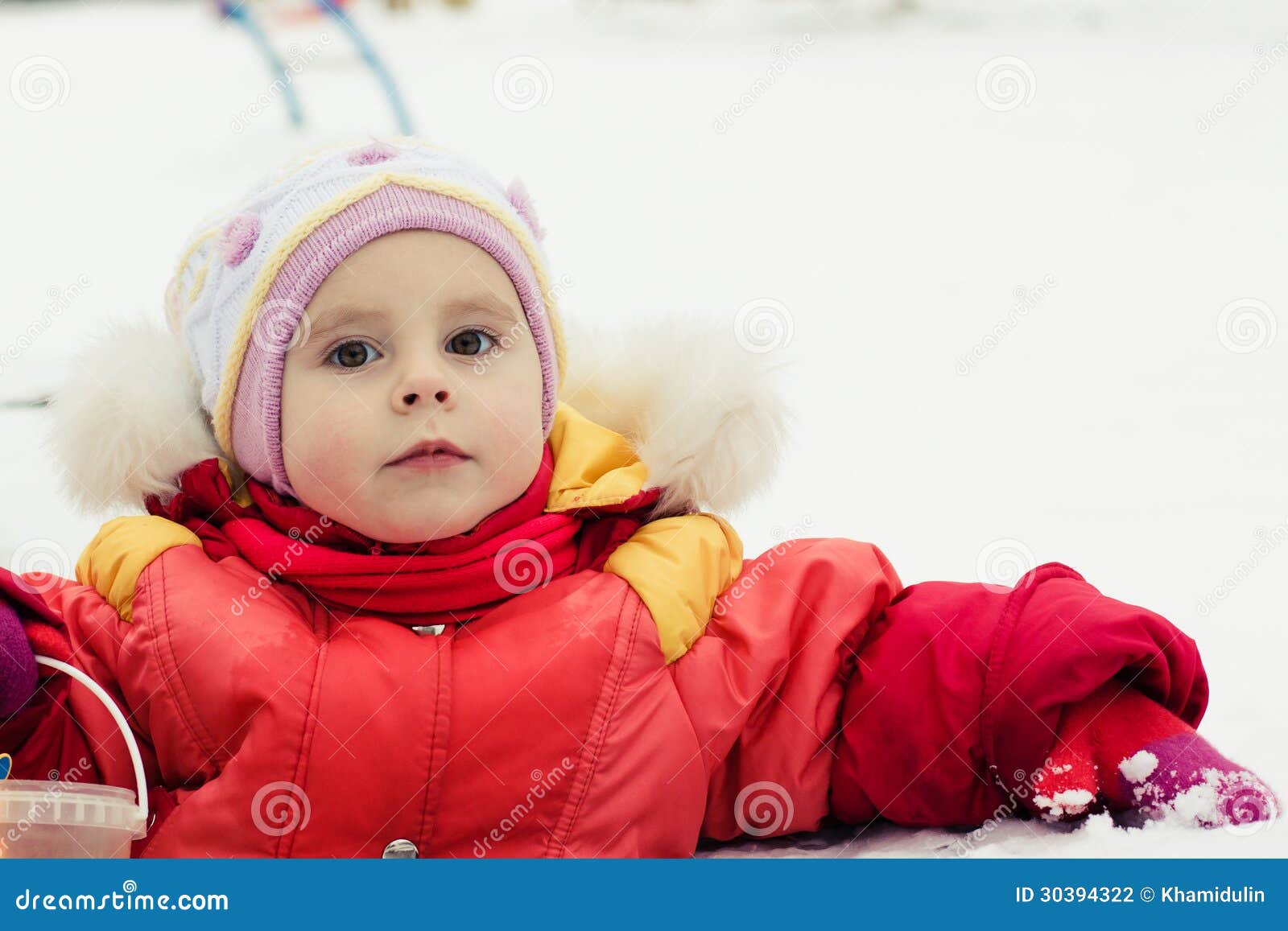 Beautiful Happy Kid in the Red Jacket Stock Photo - Image of child ...