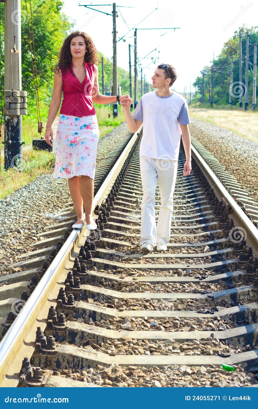 Beautiful Happy Love Couple on Rails Stock Image - Image of love ...