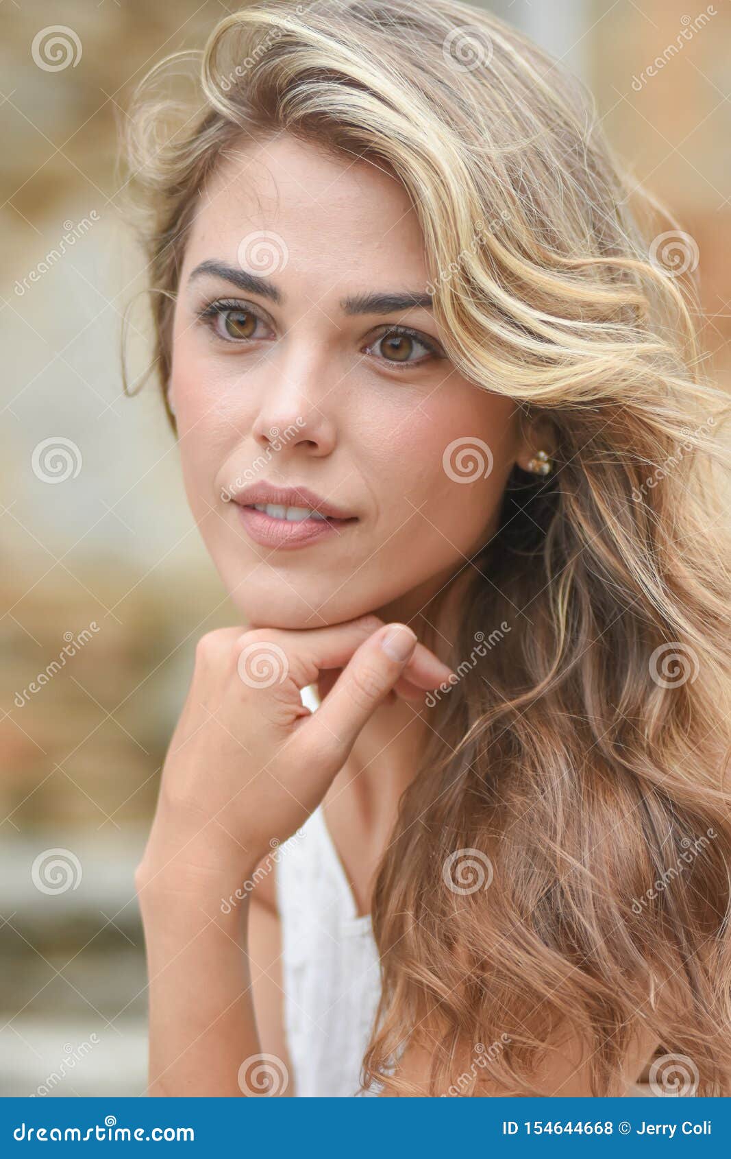 Beautiful Happy Smiling Female Model Stock Photo - Image of blonde ...