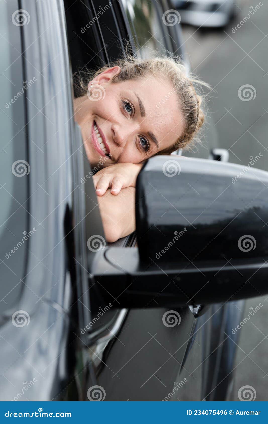 Beautiful Happy Woman Inside Car Stock Photo - Image of tourism ...