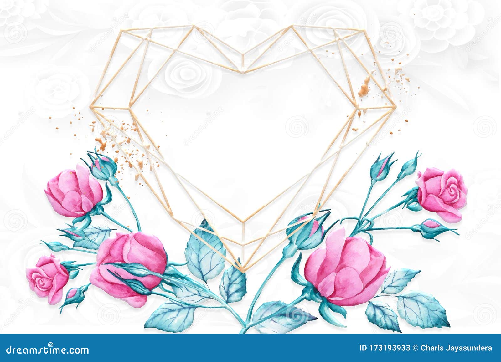 Rose Hart Vector Flower Red Cartoon Illustration Vintage ...