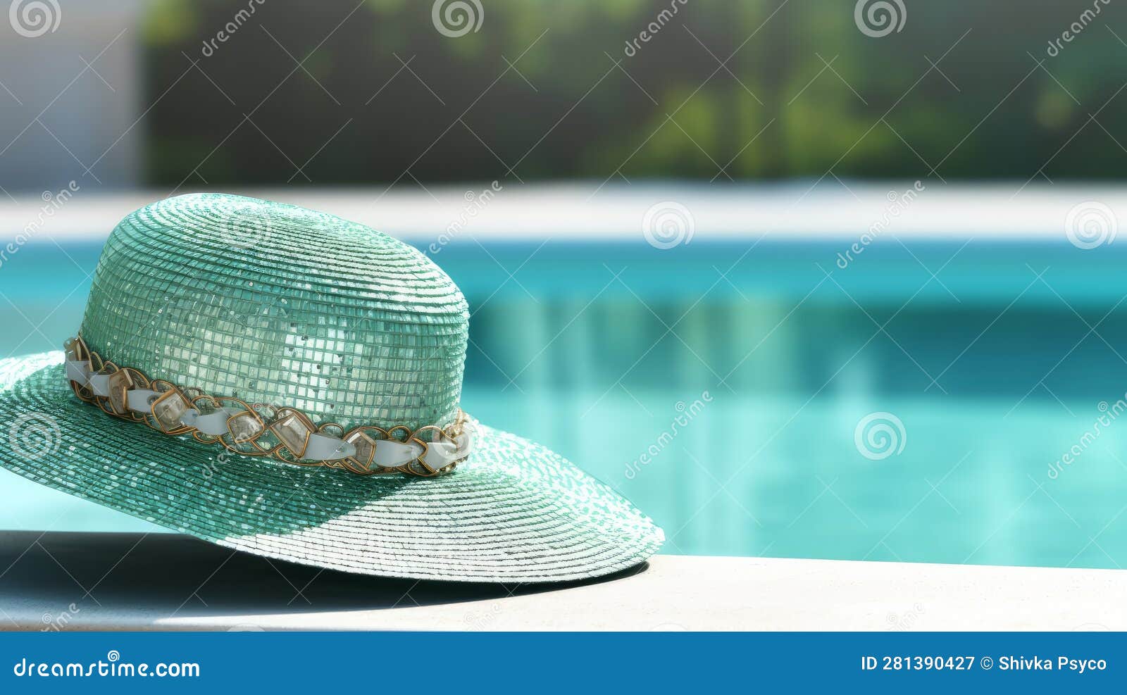 Beautiful Hat on Poolside Generative AI Stock Illustration ...