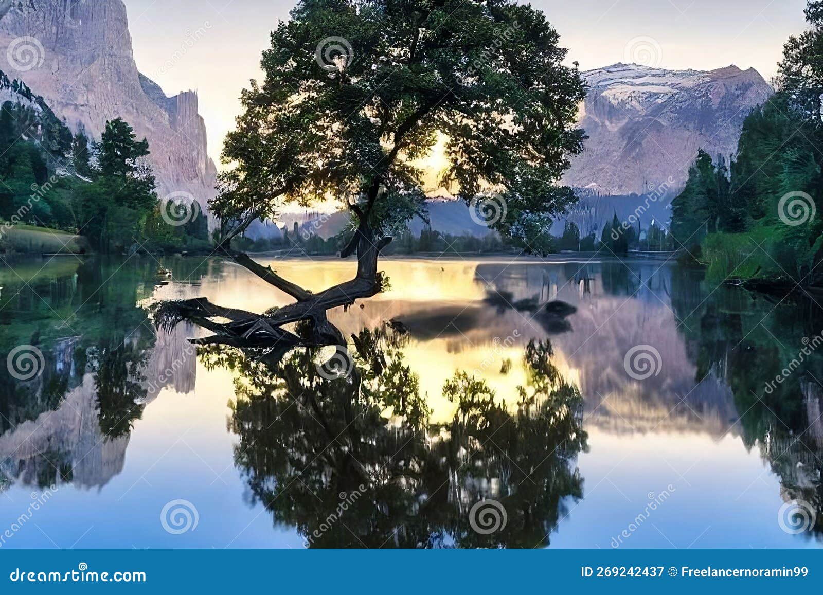 Beautiful HD Landscape View of a Tree beside a River in the Sunshine ...