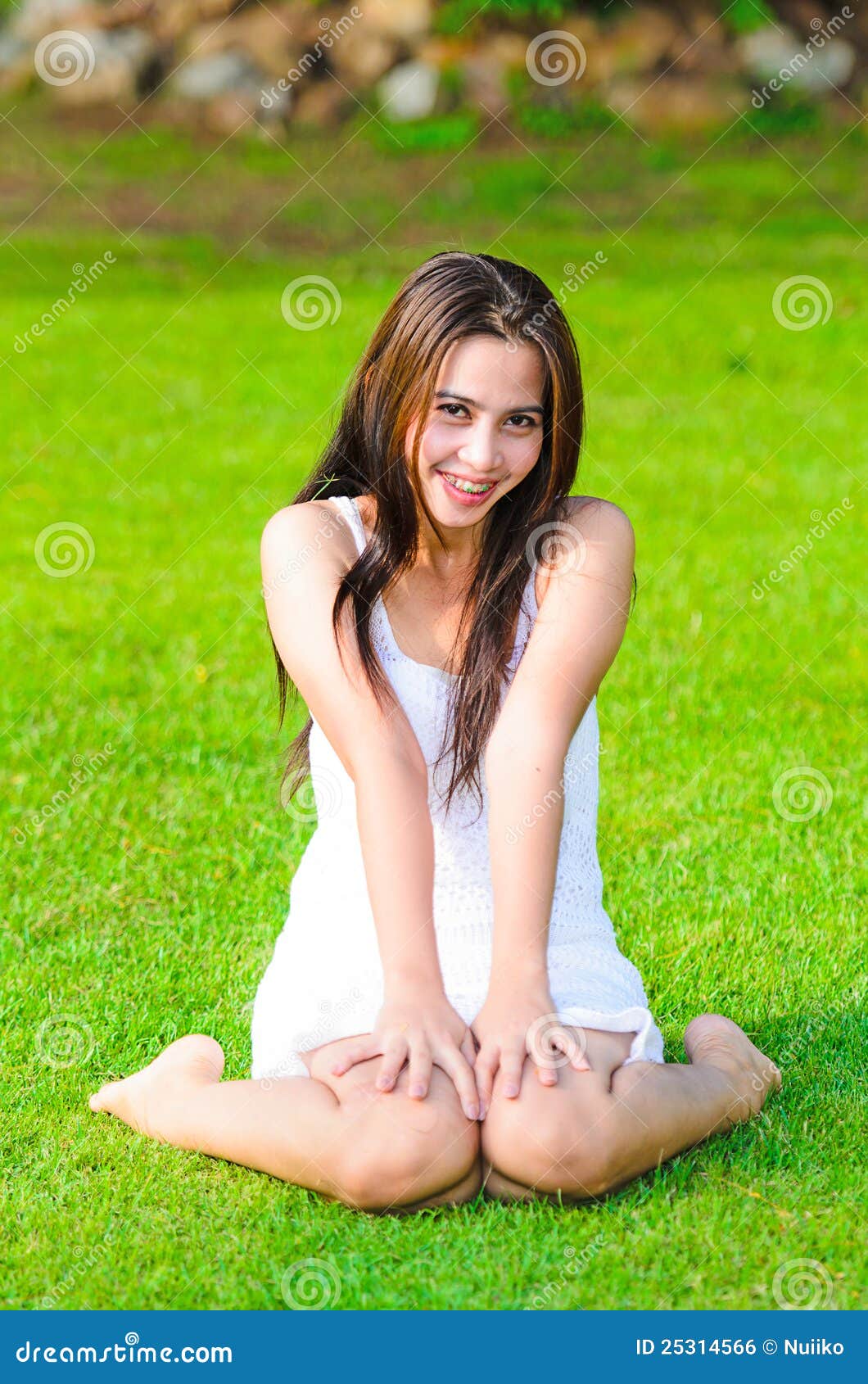 Beautiful Healthy Young Woman Stock Photo - Image of meadow, healthy ...