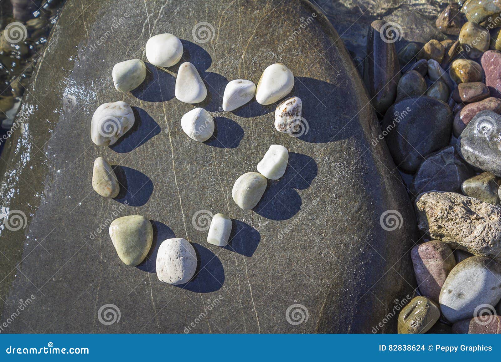 Beautiful Heart Made of Stones Over the Rock Stock Photo - Image of ...