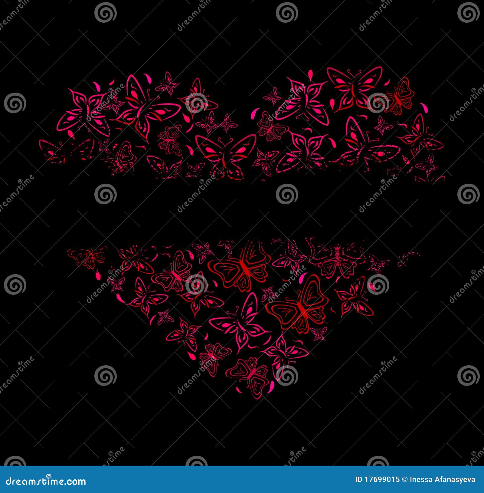 Beautiful Heart from Red Butterflies Stock Vector - Illustration of ...