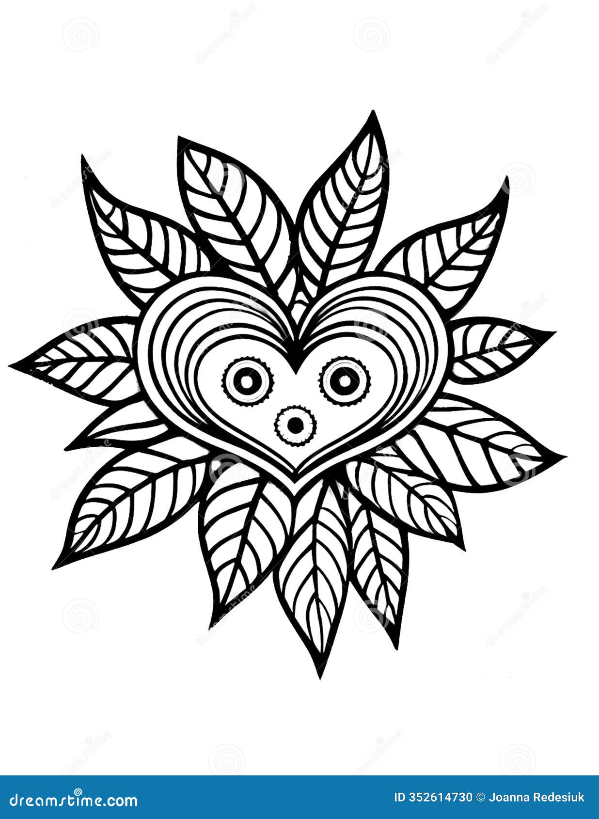 Beautiful Heart Shaped Coloring Page Stock Illustration - Illustration ...