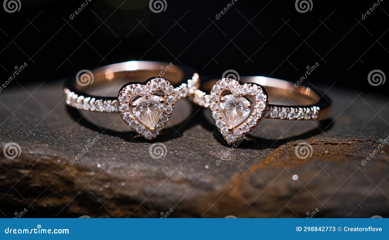 A Beautiful Heart Shaped Rings on Dark Background Stock Illustration ...
