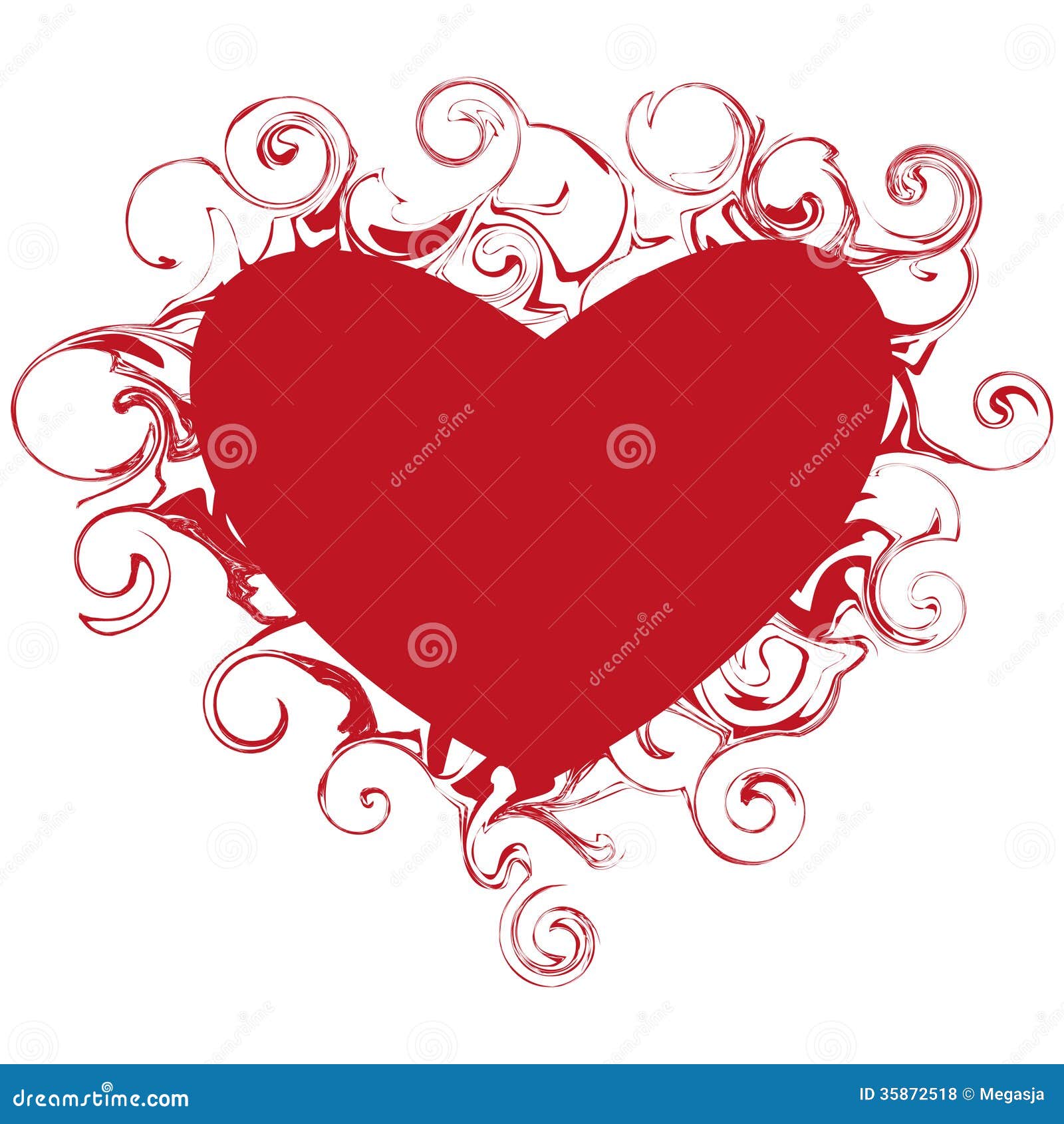 Beautiful Heart with Swirls Stock Vector - Illustration of spiral ...