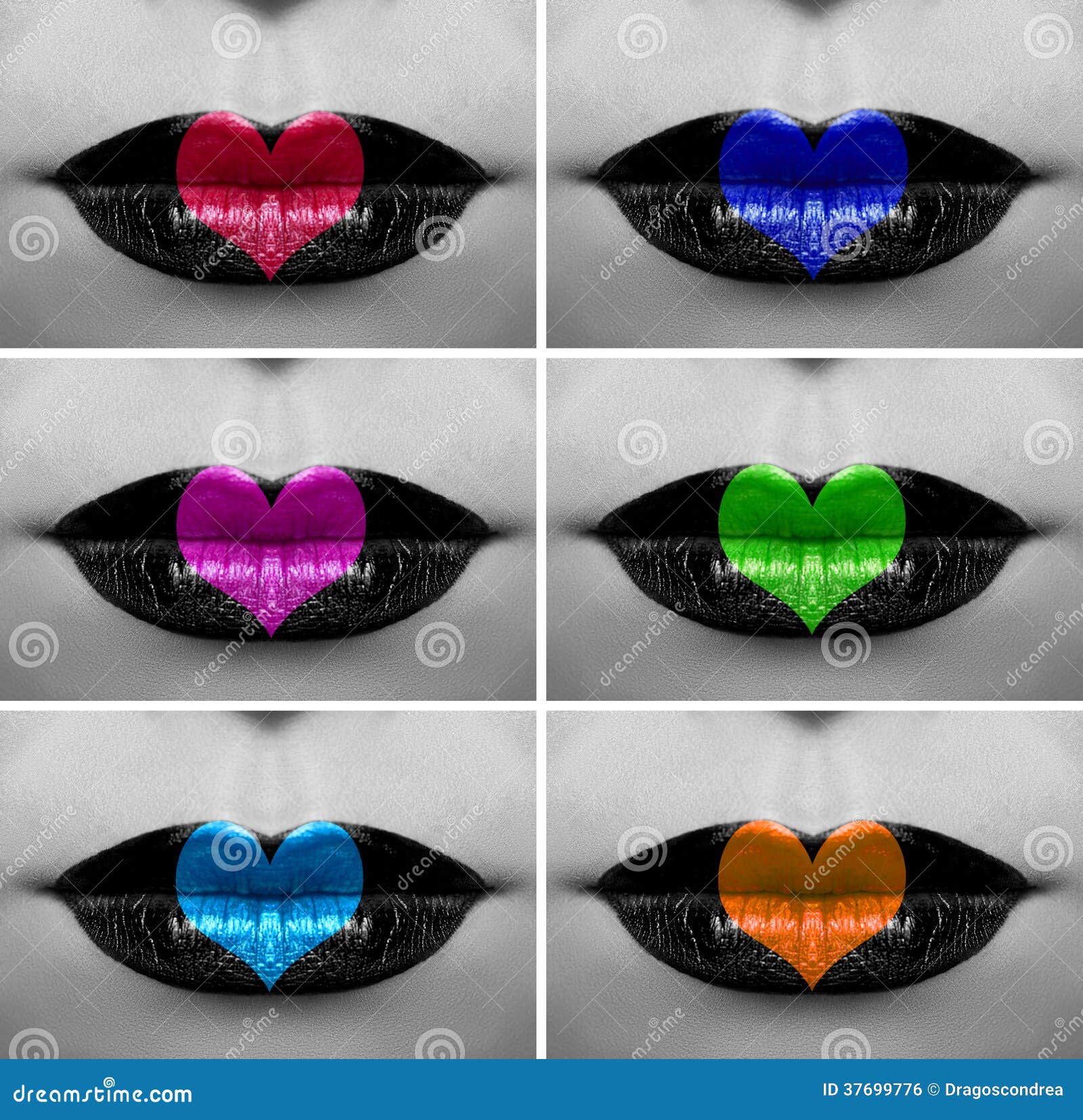Beautiful Hearts on Lips Collage Stock Photo - Image of model, lips ...