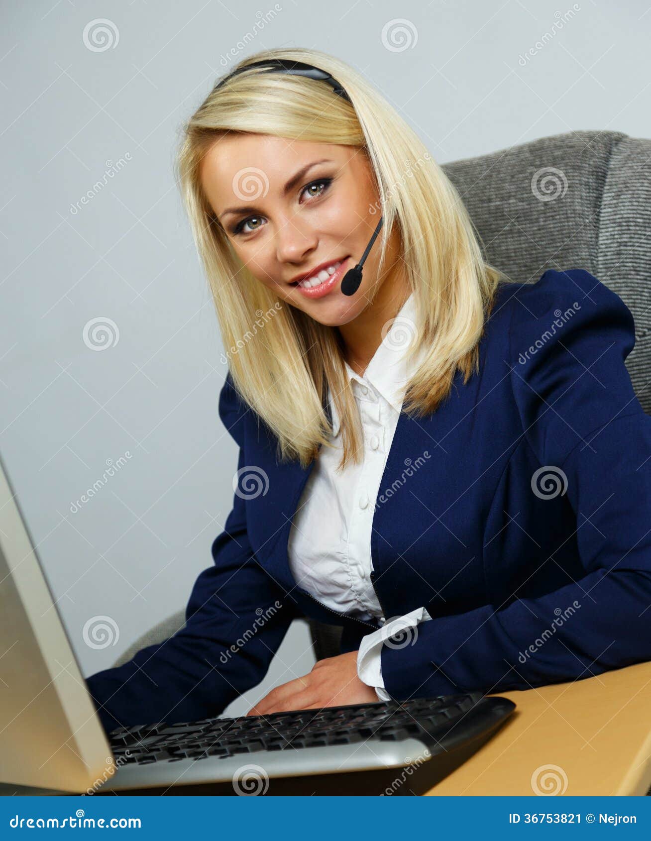 Beautiful Help Desk Office Support Woman Stock Image - Image of ...