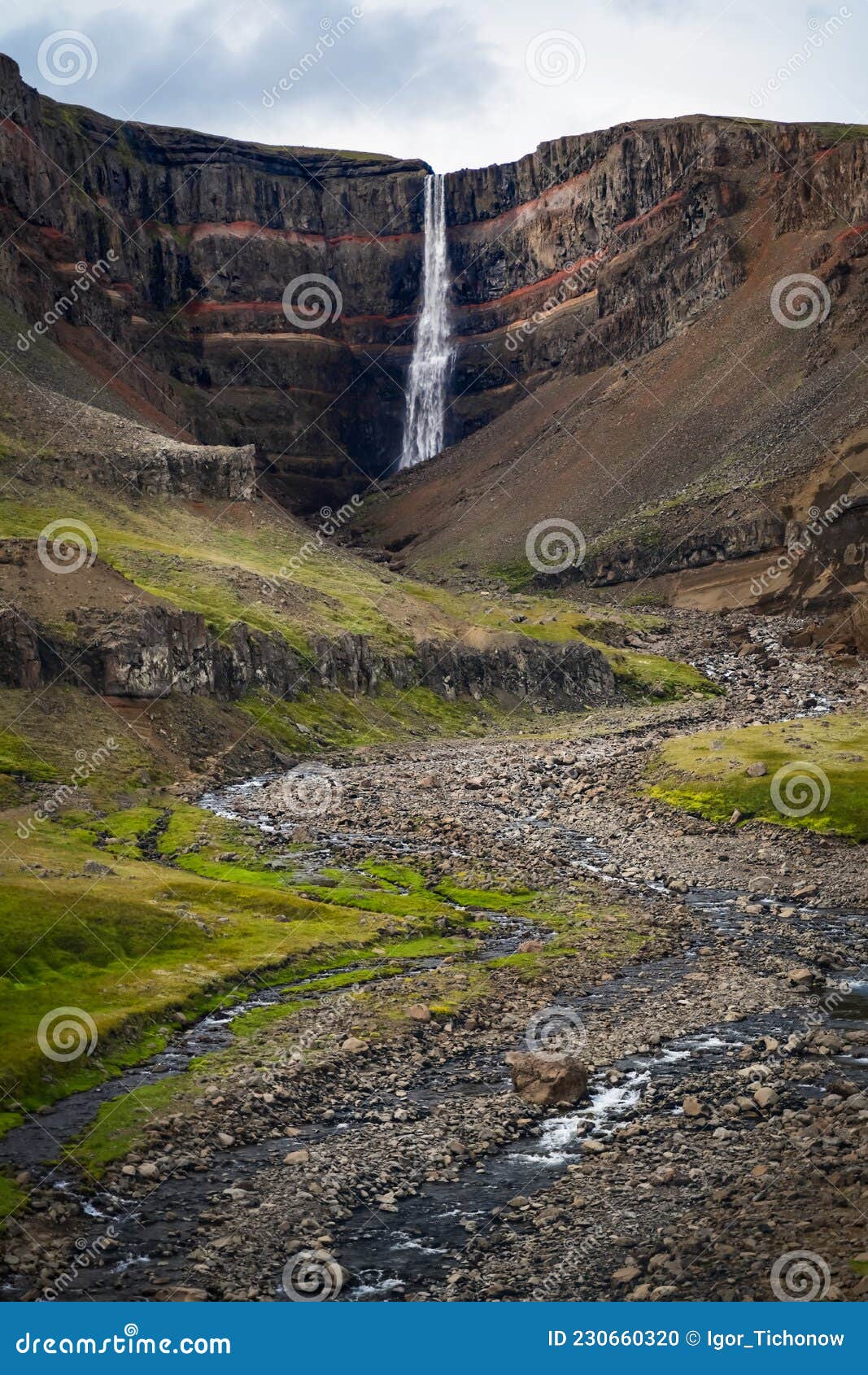 Beautiful Hengifoss Waterfall in Iceland Stock Photo - Image of summer ...