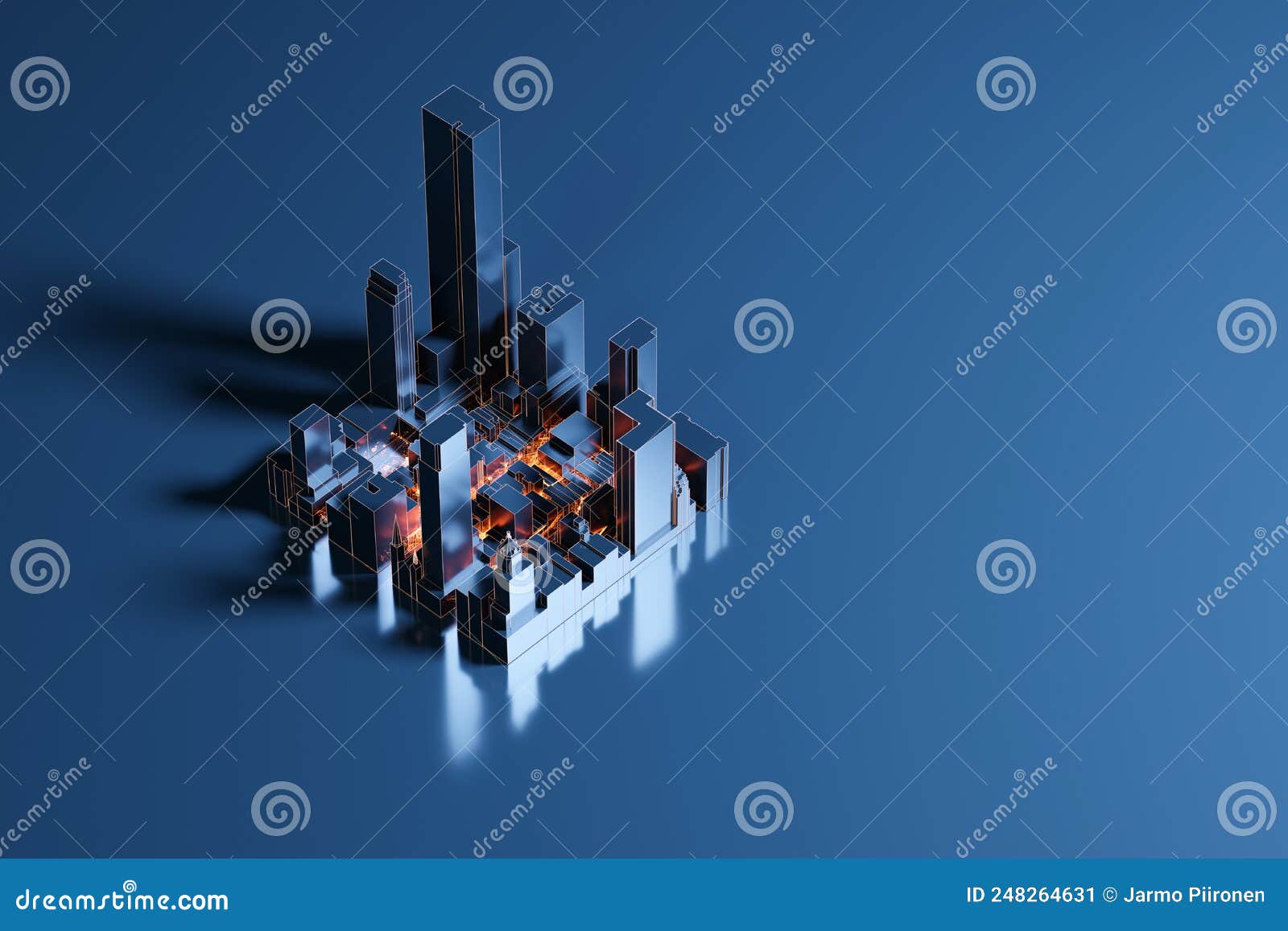 Beautiful Hi-tech City Background with Copy Space. Stock Illustration ...