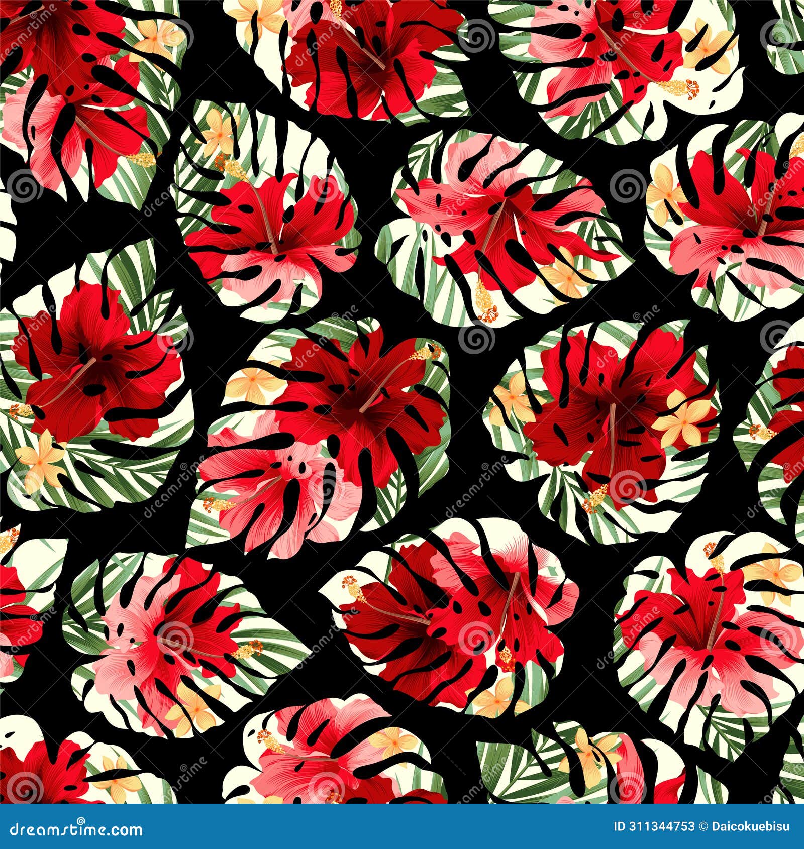 Beautiful Hibiscus Pattern Perfect for Textiles, Stock Vector ...