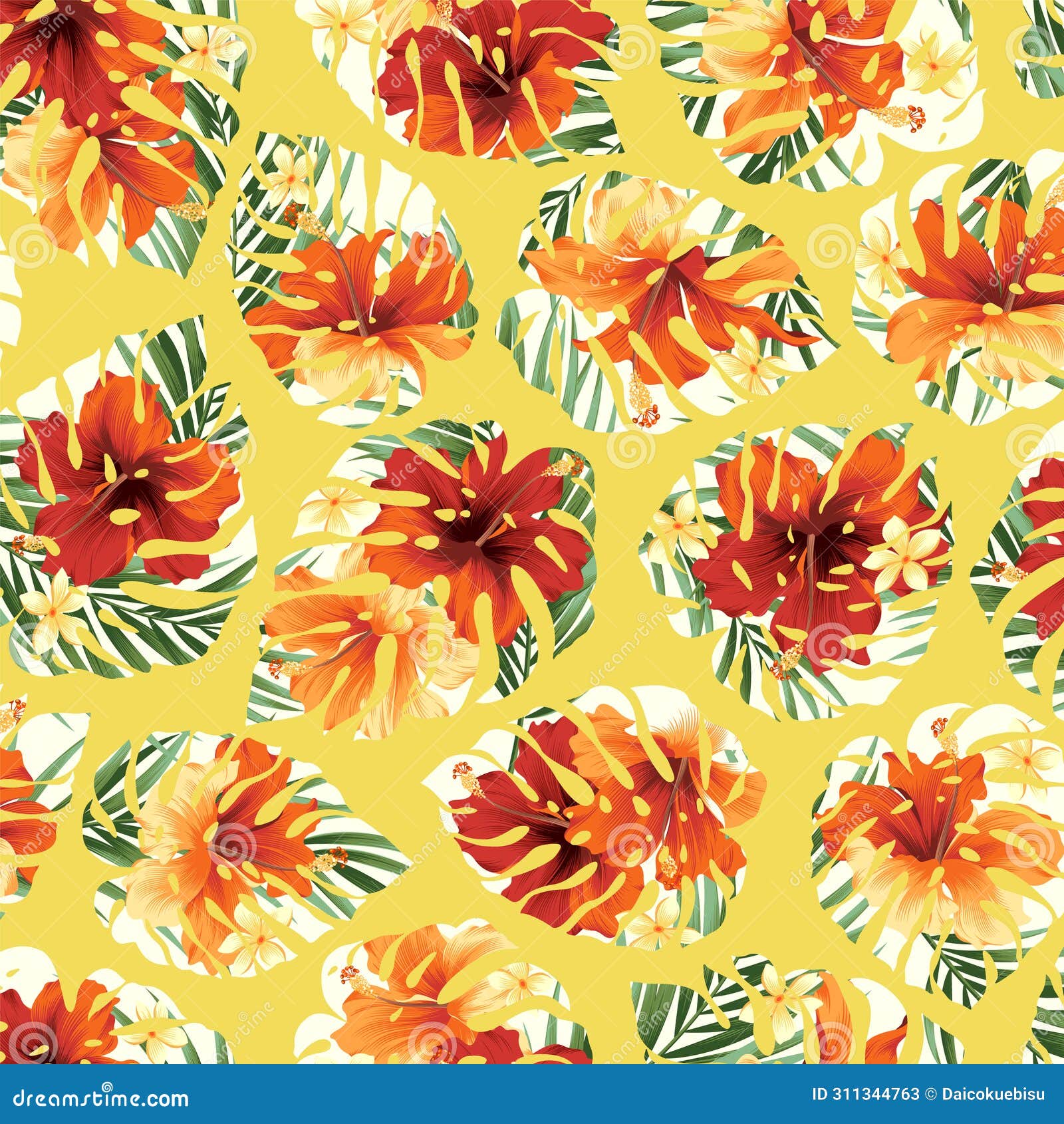 Beautiful Hibiscus Pattern Perfect for Textiles, Stock Vector ...