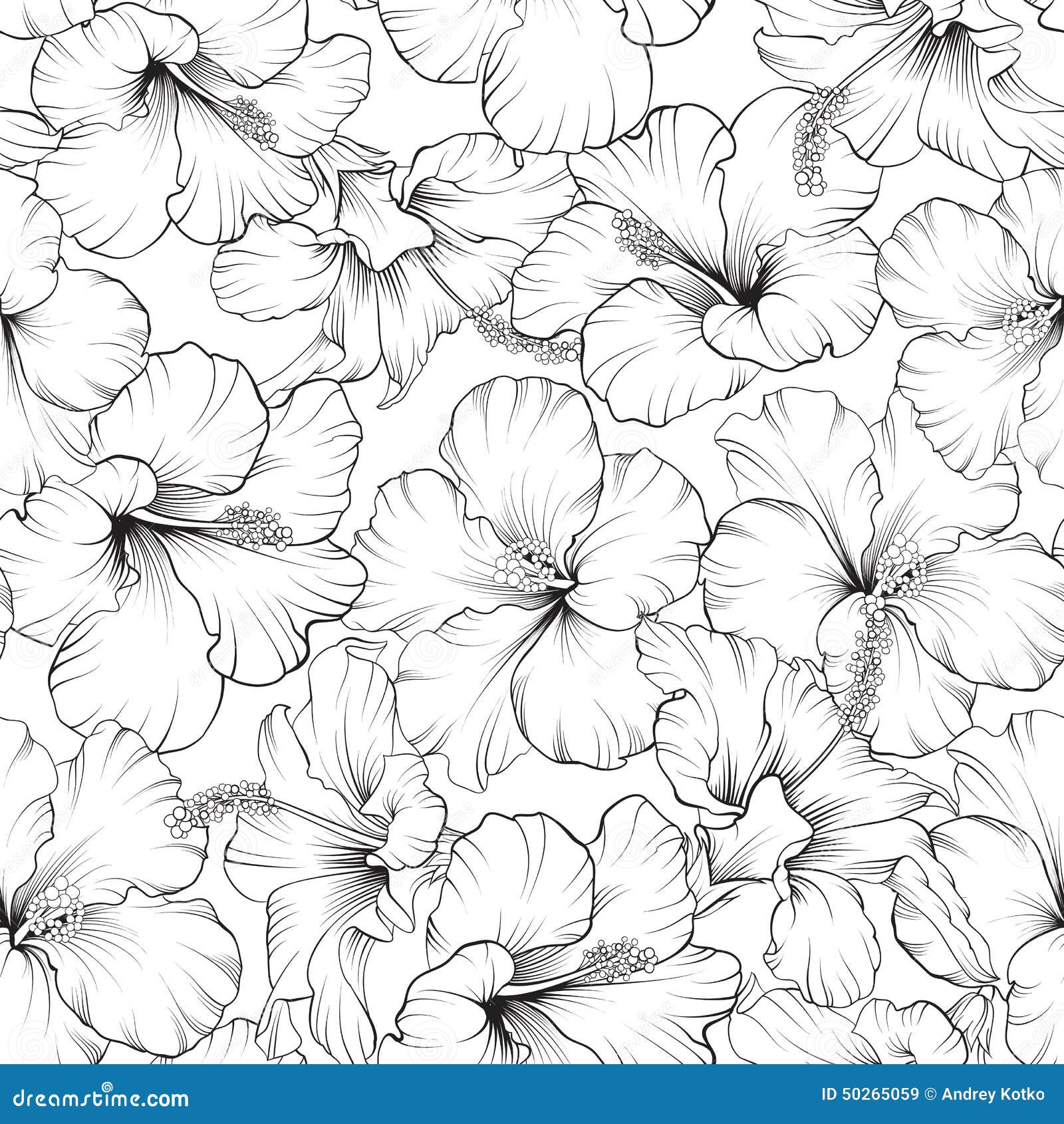 Beautiful hibiscus pattern stock vector. Illustration of pattern - 50265059