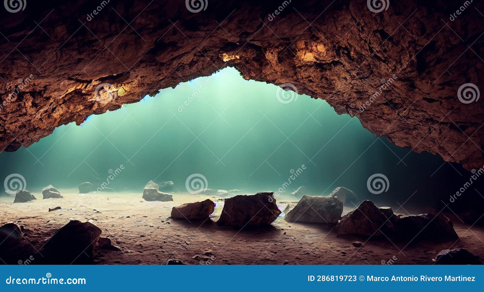 Beautiful Hidden Cave with Reflected Sun Rays Stock Image - Image of ...