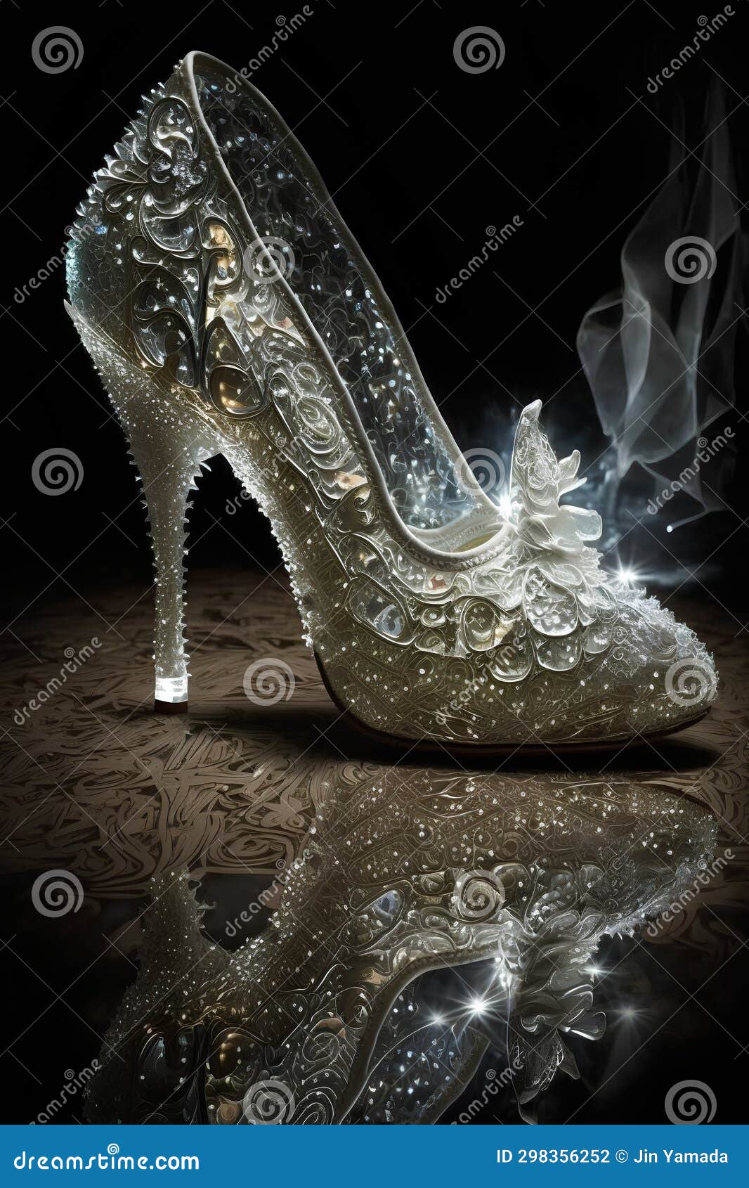 Beautiful High Heel Shoes on a Black Background with Smoke and ...