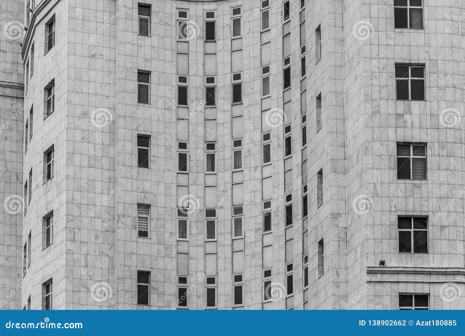 Beautiful High-rise Monumental Building Covered with Marble. Stock ...